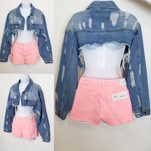 Jackets & Coats | Distress Cropped Denim Jacket | Poshmark